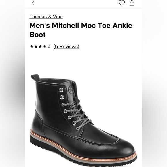 Thomas and Vine | Shoes | Thomas And Vine Mitchell Mock Toe Boot | Poshmark